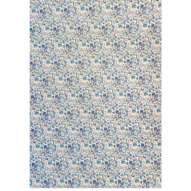 Rossi Blue Art Nouveau Flowers Wrapping paper – BOHEMIA PAPER ...